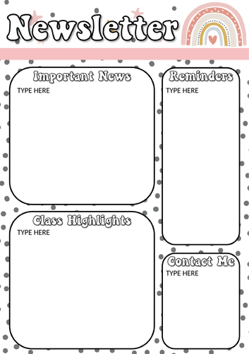 Retro Rainbow Newsletter Template | Teaching Resources