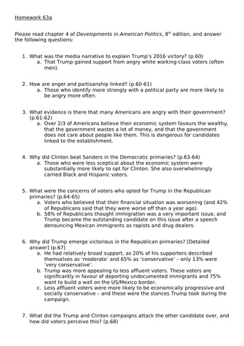 Edexcel A Level USA Politics Lessons 23-24 (Elections 2016 & 2020 ...