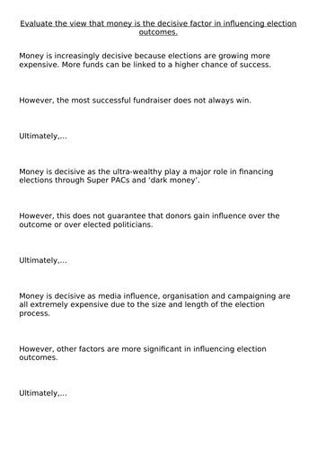 Edexcel A Level USA Politics Lessons 25-27 (Campaign Finance ...