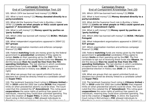 Edexcel A Level USA Politics Lessons 25-27 (Campaign Finance ...