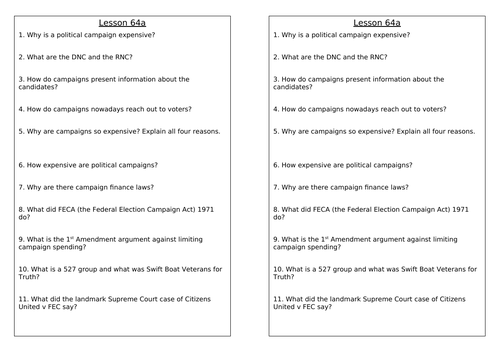 Edexcel A Level USA Politics Lessons 25-27 (Campaign Finance ...
