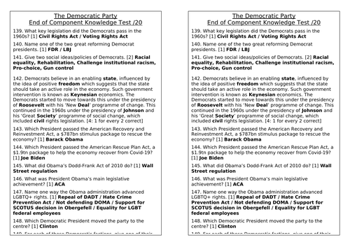 Edexcel A Level USA Politics Lessons 33-35 (Democratic Party ...