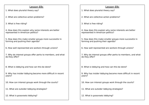 Edexcel A Level USA Politics Lessons 38-40 (Interest Groups) | Teaching ...
