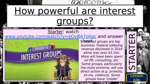 Edexcel A Level USA Politics Lessons 38-40 (Interest Groups) | Teaching ...