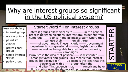 Edexcel A Level USA Politics Lessons 38-40 (Interest Groups) | Teaching ...