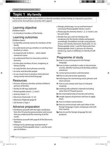MFL-Spanish- My Family Lesson Plan and Activity Sheets | Teaching Resources