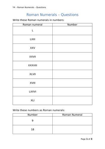 Y4 Maths - Roman Numerals | Teaching Resources
