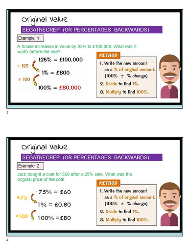 Reverse Percentages Pack | KS3 GCSE Foundation & Functional Skills L1 ...