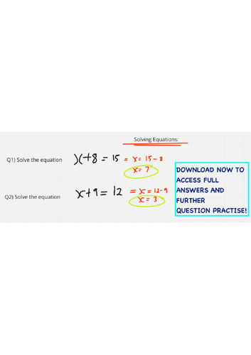 Solving Equations (Basic) KS3 Worksheet With Answers - GCSE & IGCSE ...
