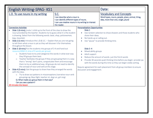 KS1 English SPAG- Using Nouns in Writing | Teaching Resources