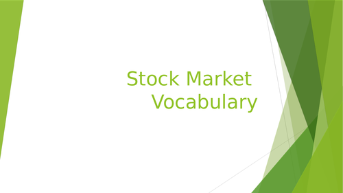 Stock Market Introductory Vocabulary PowerPoint | Teaching Resources