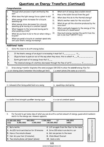 Energy Transfers (flows) | Teaching Resources