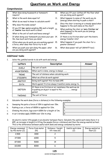Work and Energy | Teaching Resources