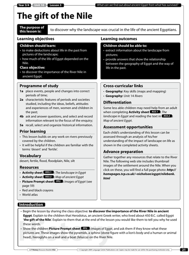 History- Yr3/4- Ancient Egypt- The Gift of the Nile Lesson | Teaching ...