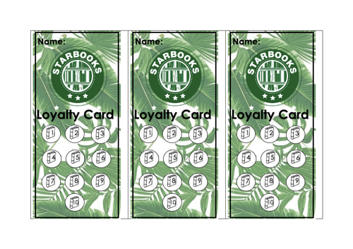 Starbooks Loyalty Cards | Teaching Resources