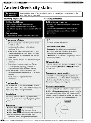 History- Year 5/6- Ancient Greece-City States and the way they were ...