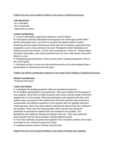 IB Psychology SAQ Plans for ALL Cognitive | Teaching Resources