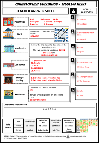 Christopher Columbus History Escape Room | Teaching Resources