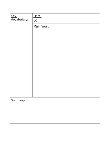 Cornell Notes Layout | Teaching Resources