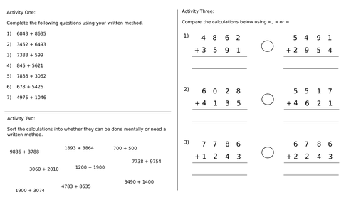 Year 5 Four Operations - Written and Mental Addition (3 lessons ...
