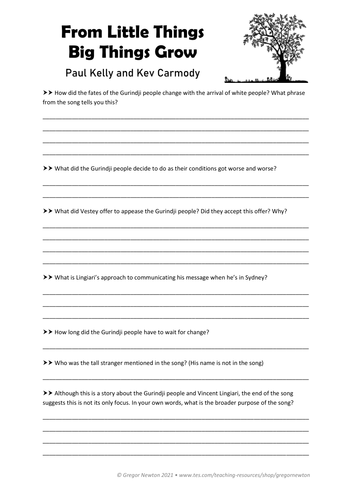From Little Things Big Things Grow - Worksheets | Teaching Resources