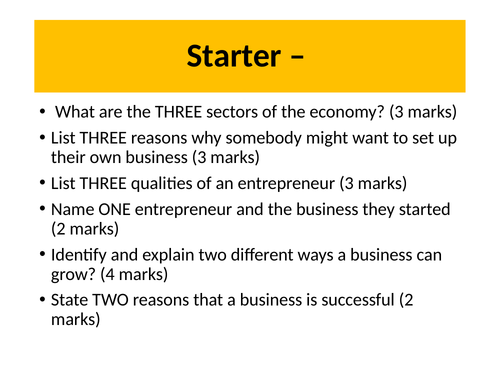 Cambridge iGCSE Business Studies Unit 1, Chapter 4 | Teaching Resources