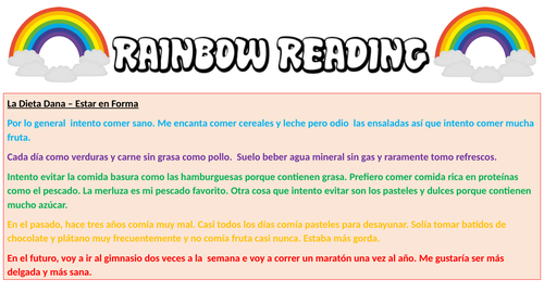 Spanish Rainbow Reading Worksheet | Teaching Resources
