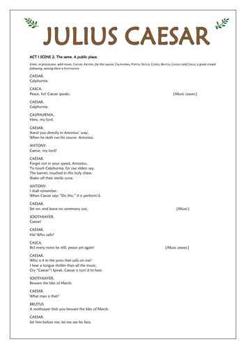 Julius Caesar - William Shakespeare - Act 1 Scene 2 - The Feast of ...