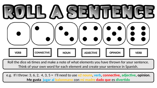 Spanish Roll a Sentence Activity | Teaching Resources