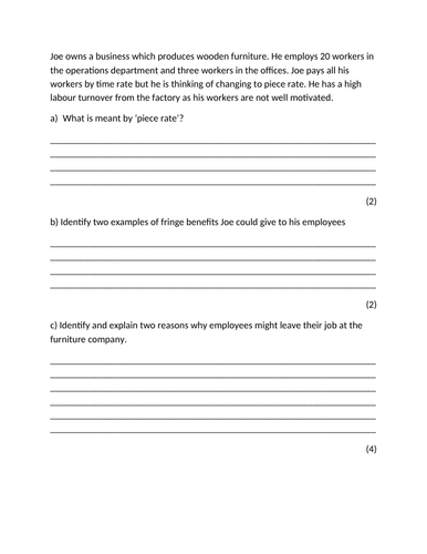 Cambridge iGCSE Business Studies Unit 2, Chapter 1: Motivating people ...