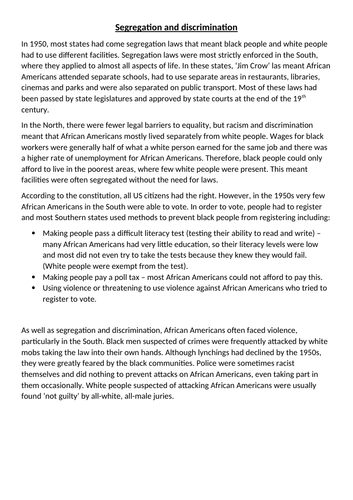 Civil Rights Movement - Why was the USA a divided nation? | Teaching ...