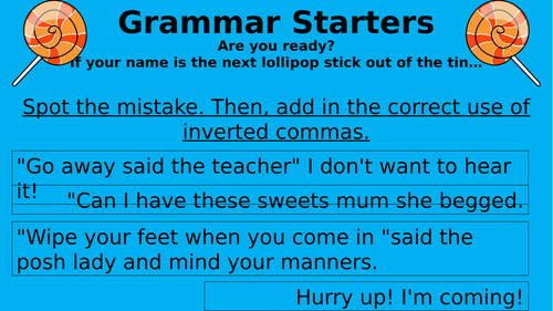 x60 KS2 GRAMMAR Starters | Teaching Resources