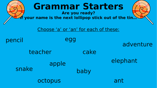 x30 GRAMMAR STARTERS - Autumn 1 | Teaching Resources
