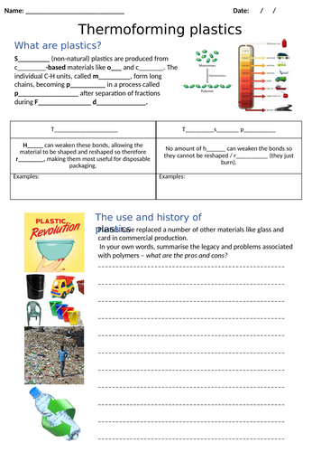 Thermoplastic Polymers - Worksheets GCSE | Teaching Resources