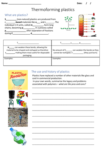 Thermoplastic Polymers - Worksheets GCSE | Teaching Resources