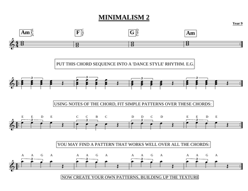 Minimalism/Dance Music (Y9) | Teaching Resources