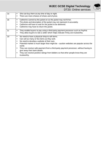 WJEC Digi Tech - Lesson 20: Online services | Teaching Resources