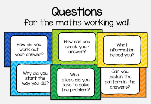 Maths Questions for Display- bright colours | Teaching Resources
