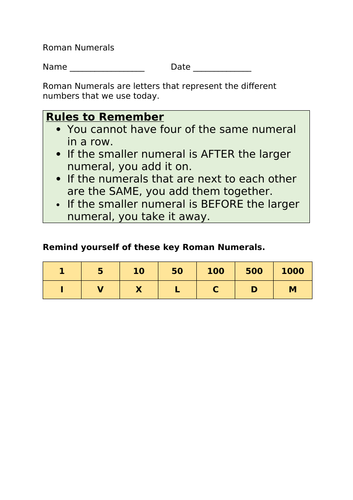 Roman Numerals Booklet | Teaching Resources