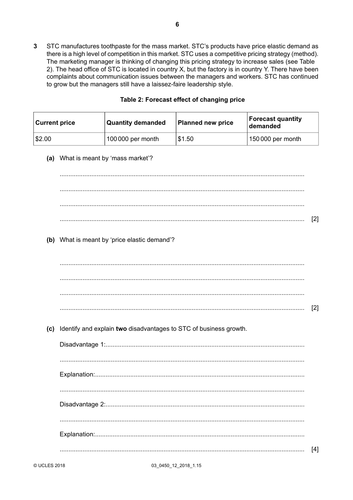Cambridge iGCSE Business Studies Unit 2, Chapter 4 | Teaching Resources