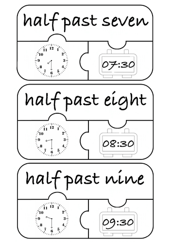 Time Jigsaw Puzzles (half past) | Teaching Resources