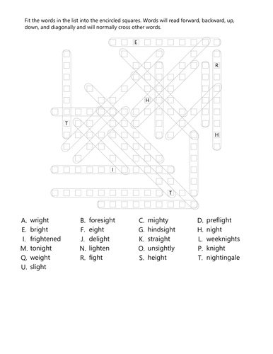 IGHT spelling puzzles | Teaching Resources