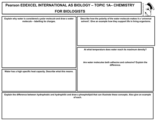 EDEXCEL International AS Biology - Topic 1A - Chemistry for Biologists ...