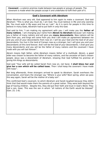 Gods covenant with Abraham | Teaching Resources