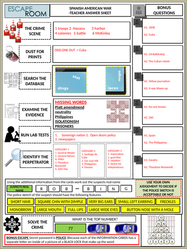 Spanish American War Escape Room | Teaching Resources