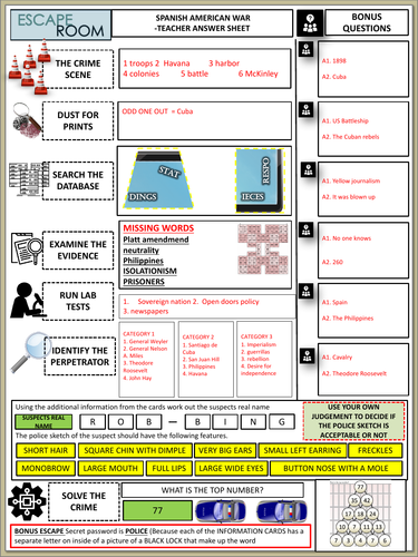 Spanish American War Escape Room | Teaching Resources