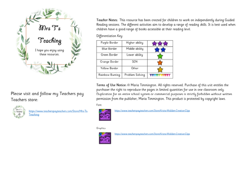 Independent Reading Tasks | Teaching Resources