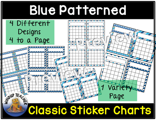 Blue Patterned Classic Sticker Charts | Teaching Resources