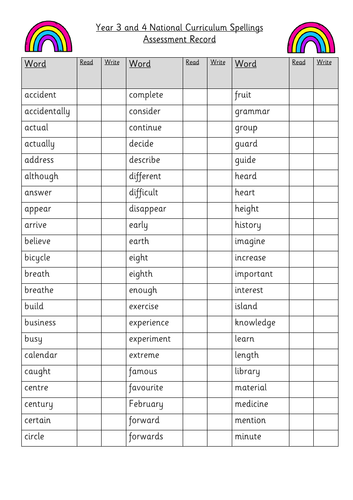 NC Spellings Year 3-4 | Teaching Resources