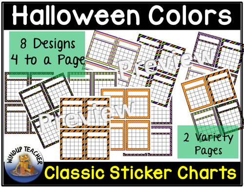 Halloween Colors Classic Sticker Chart | Teaching Resources
